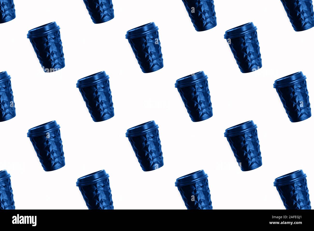 Pattern made with paper coffee cup to go toned blue color. Unusual ...