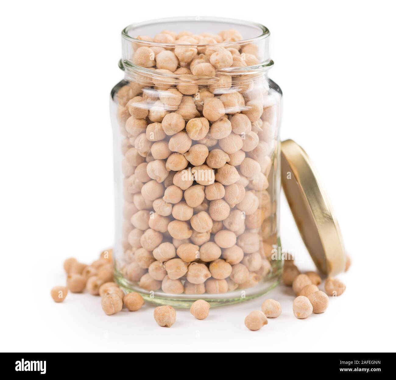 Portion of Chickpeas as detailed close-up shot isolated on white ...