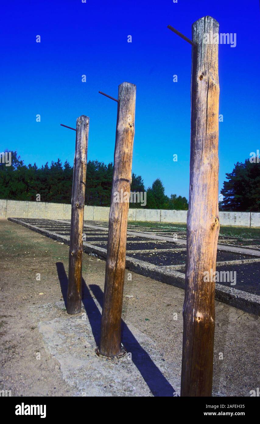 Three original gallows from the consentration camp Saschenhausen ...