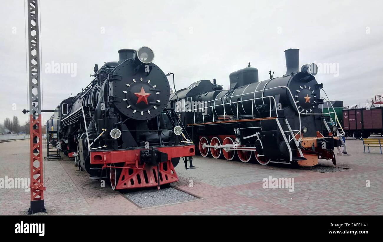 Kharkiv, Ukraine, November 26, 2019: Soviet era Steam locomotives in ...