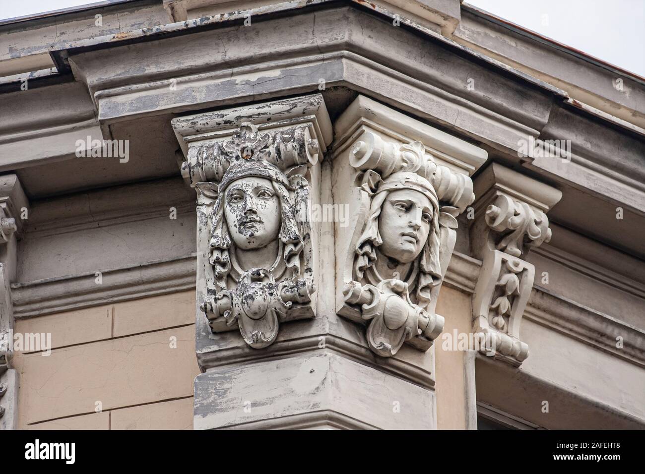 Mascaron close up face women elements of architecture decorations of ...