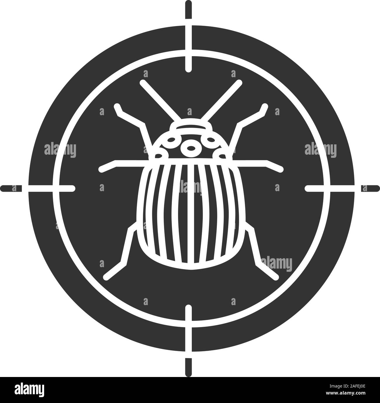 Colorado beetle target glyph icon. Potato bug repellent. Pest control ...