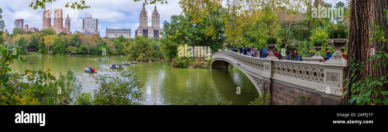 Panoramic view of the famous Bow Bridge in Autumn, The San Remo ...