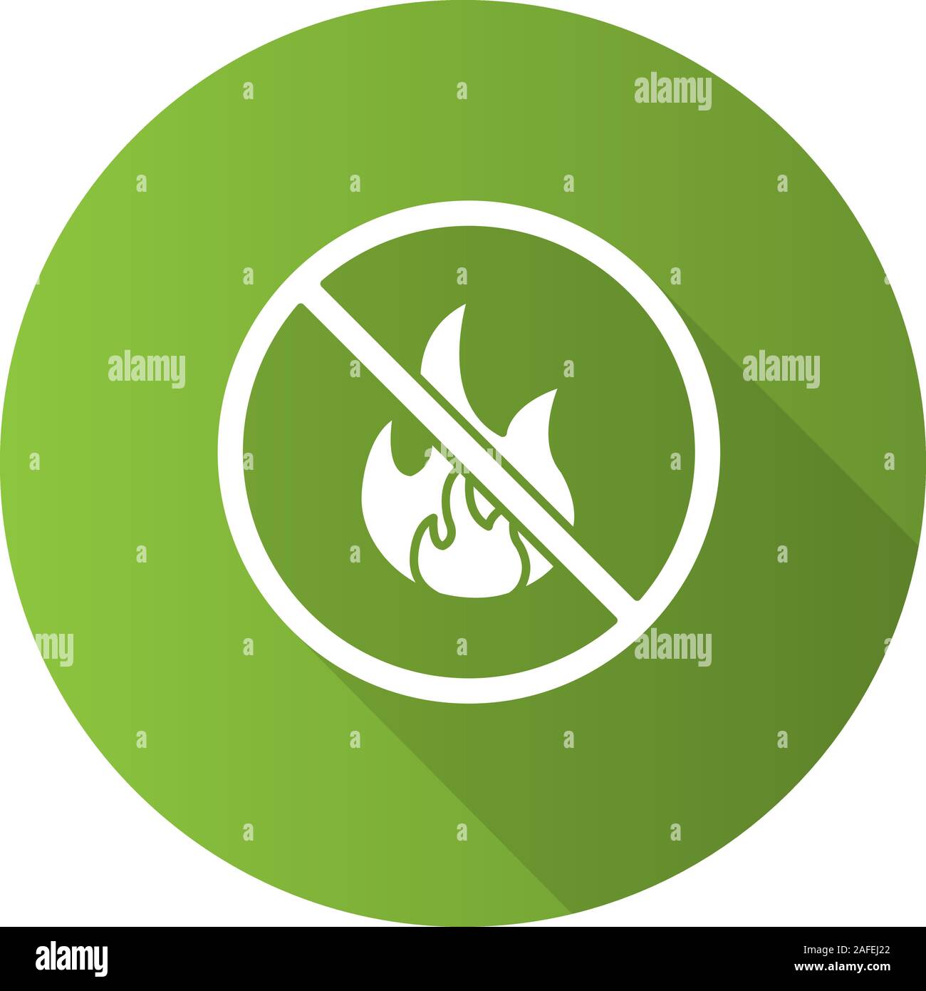 Forbidden sign with fire flat design long shadow glyph icon. No bonfire ...