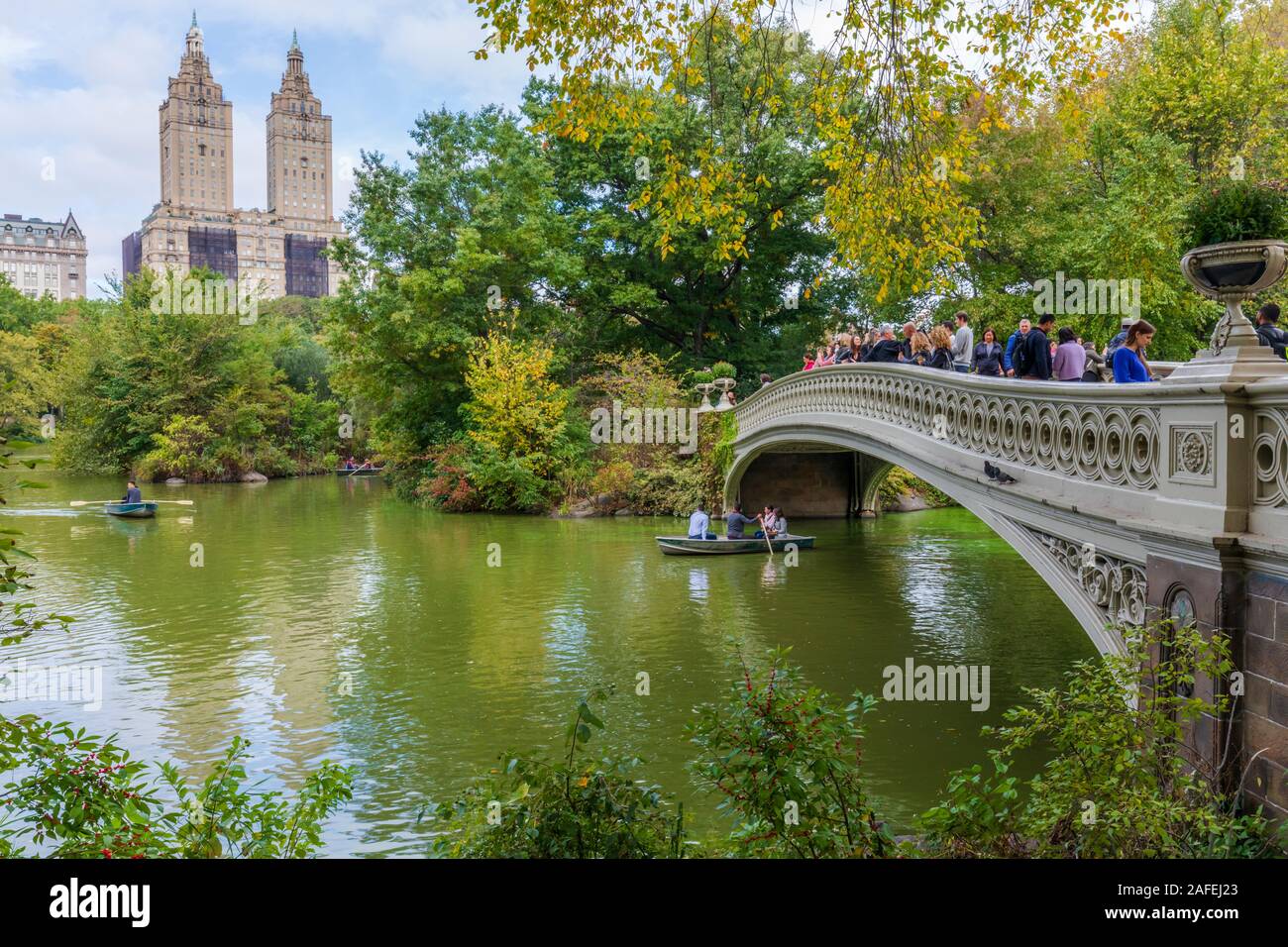 Panoramic view of the famous Bow Bridge in Autumn, The San Remo ...
