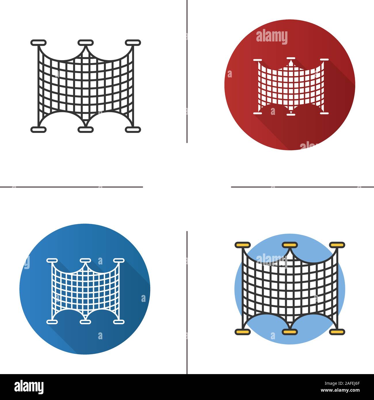 Fishing nets icon. Flat design, linear and color styles. Angling ...