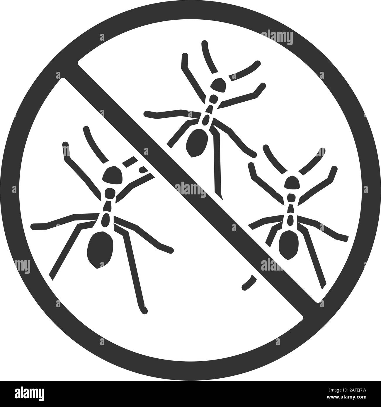 Stop ants sign glyph icon. Insects repellent. Pest control. Silhouette ...