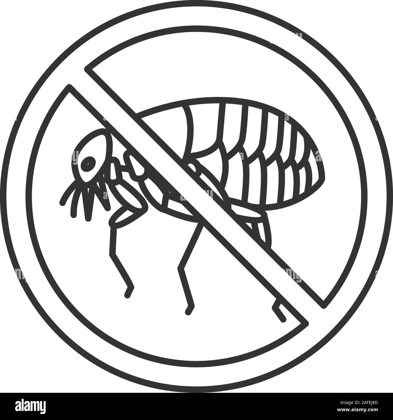 Stop fleas sign linear icon. Parasitic insects repellent. Pest control ...