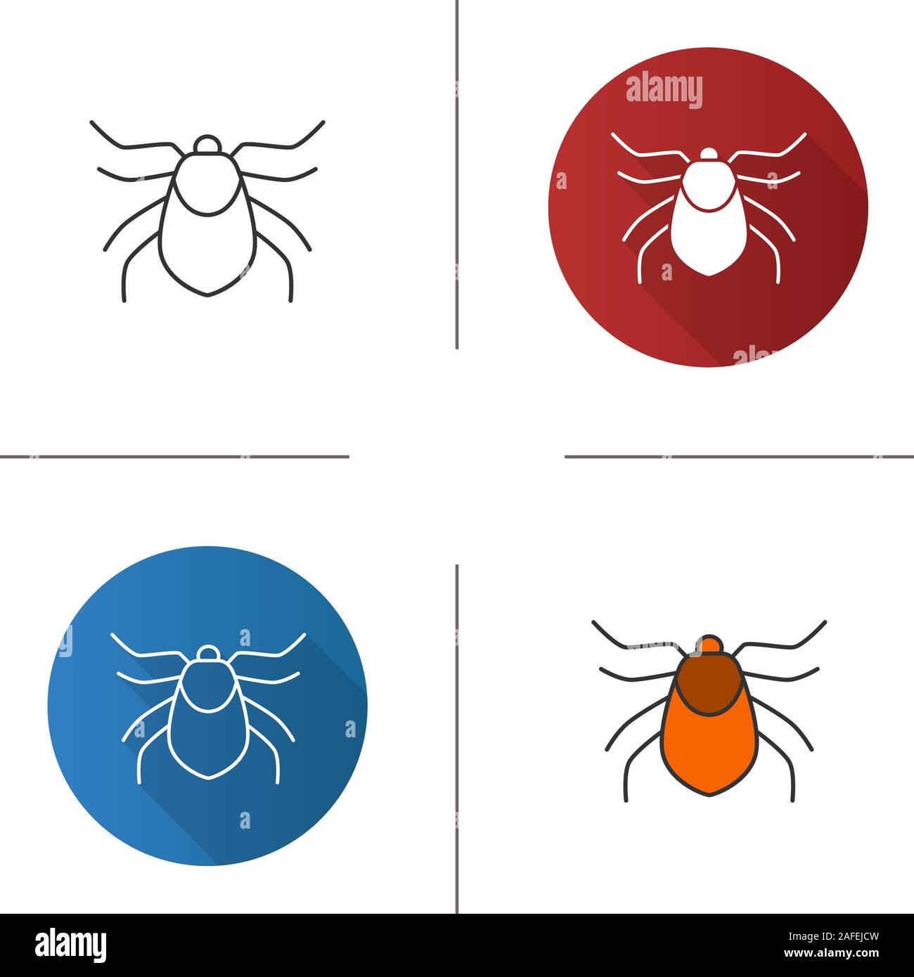 Mite icon. Flat design, linear and color styles. Acari. Isolated vector illustrations Stock ...