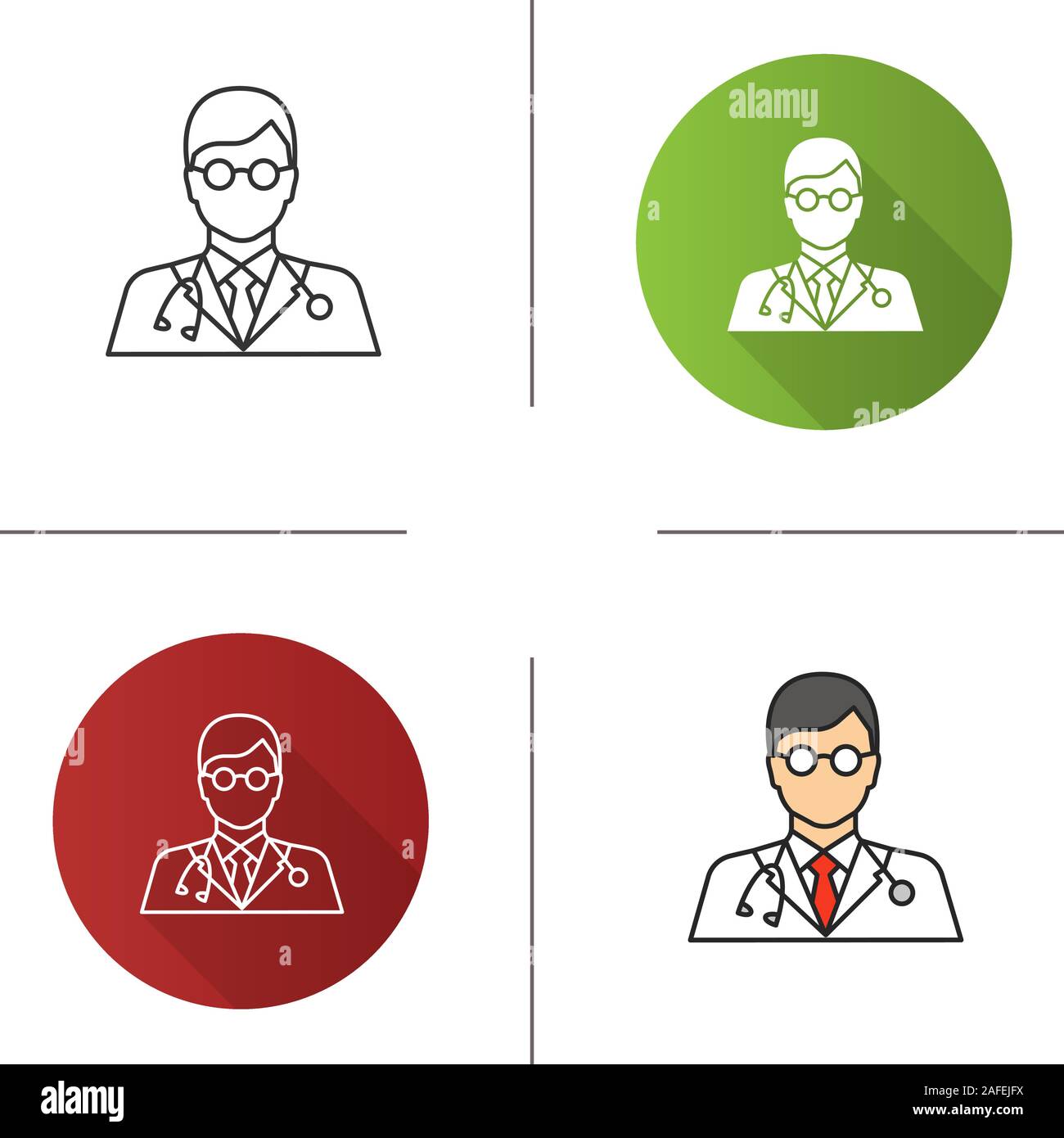 Doctor icon. Flat design, linear and color styles. Medical worker ...