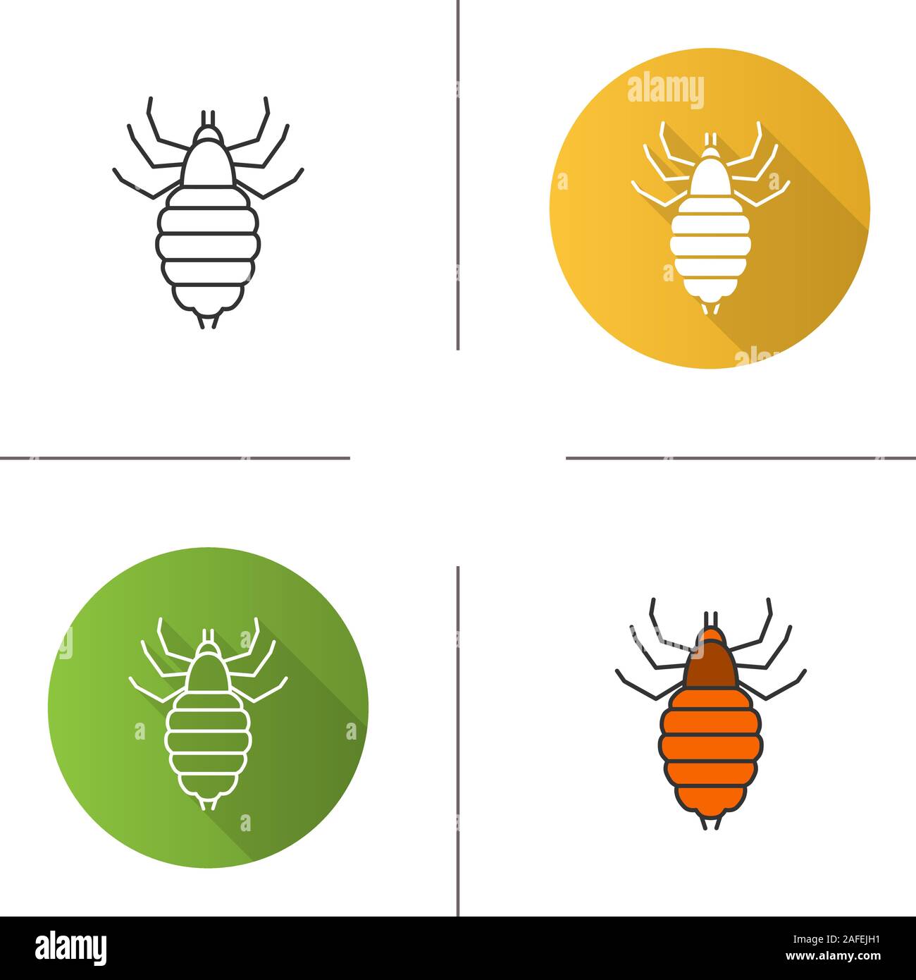 Louse icon. Flat design, linear and color styles. Human parasite ...