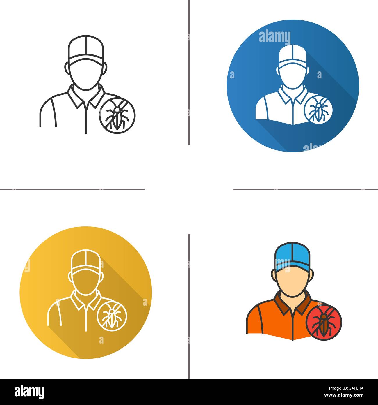 Exterminator icon. Flat design, linear and color styles. Pest control ...