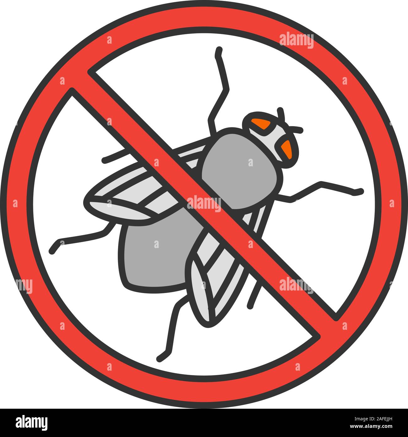 Stop housefly sign color icon. Flying insects repellent. Pest control ...
