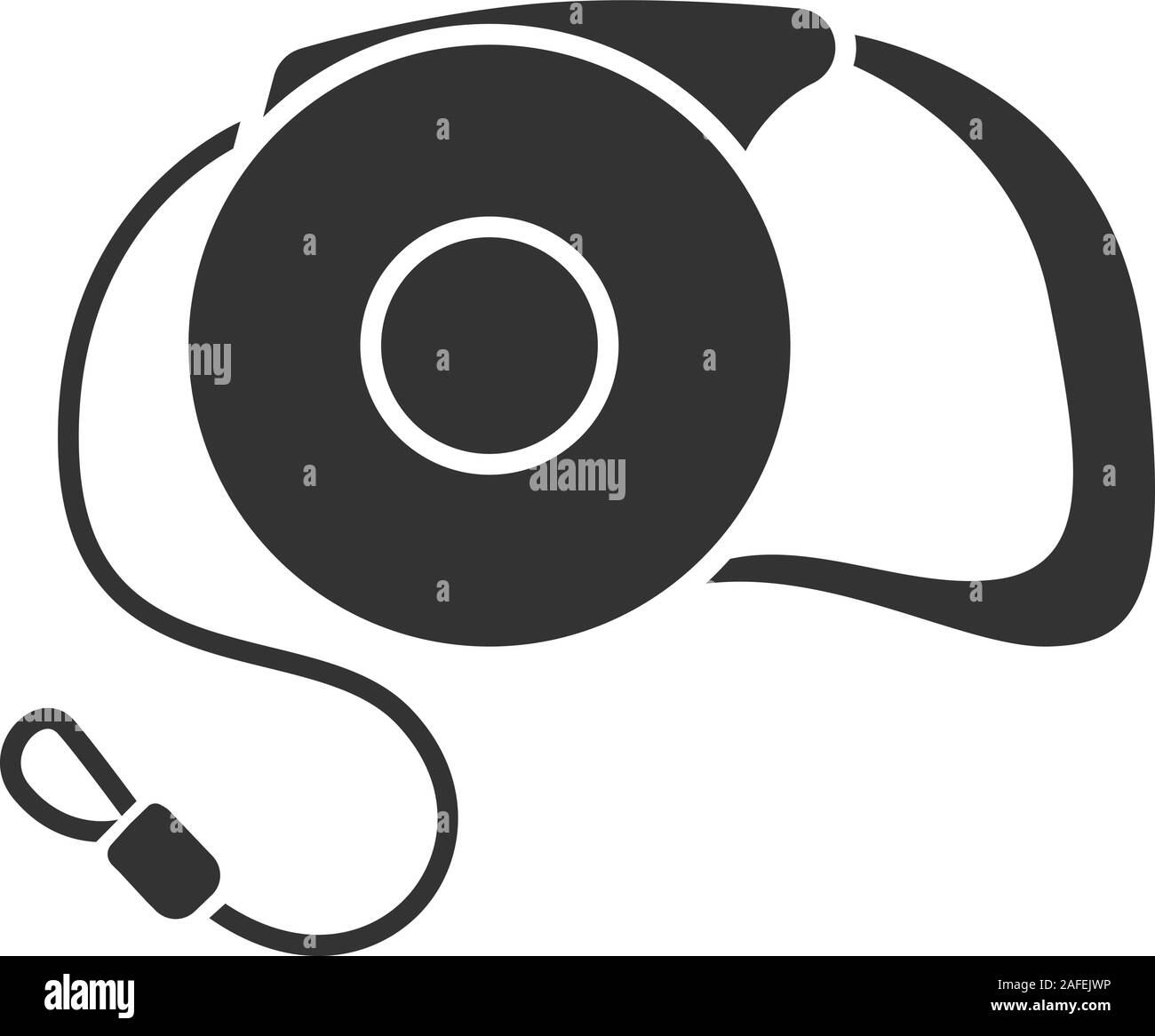 Retractable pet lead glyph icon. Dog leash. Silhouette symbol. Negative ...
