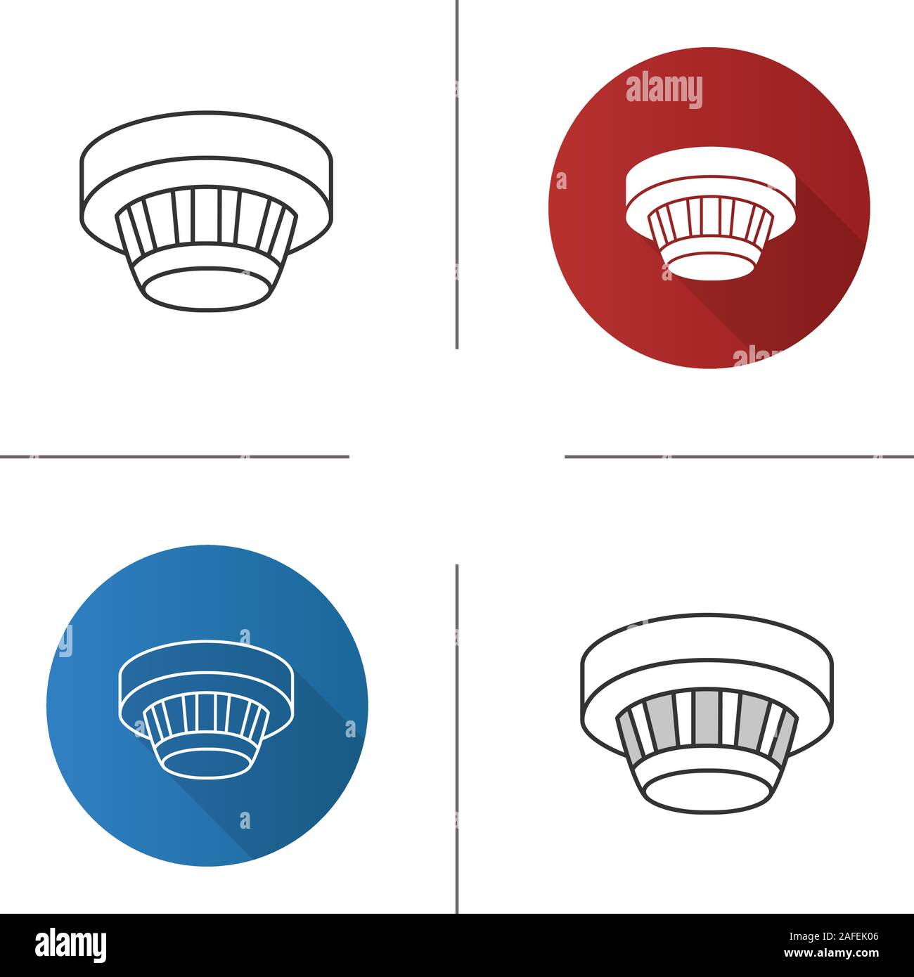 Smoke detector icon. Flat design, linear and color styles. Fire alarm ...