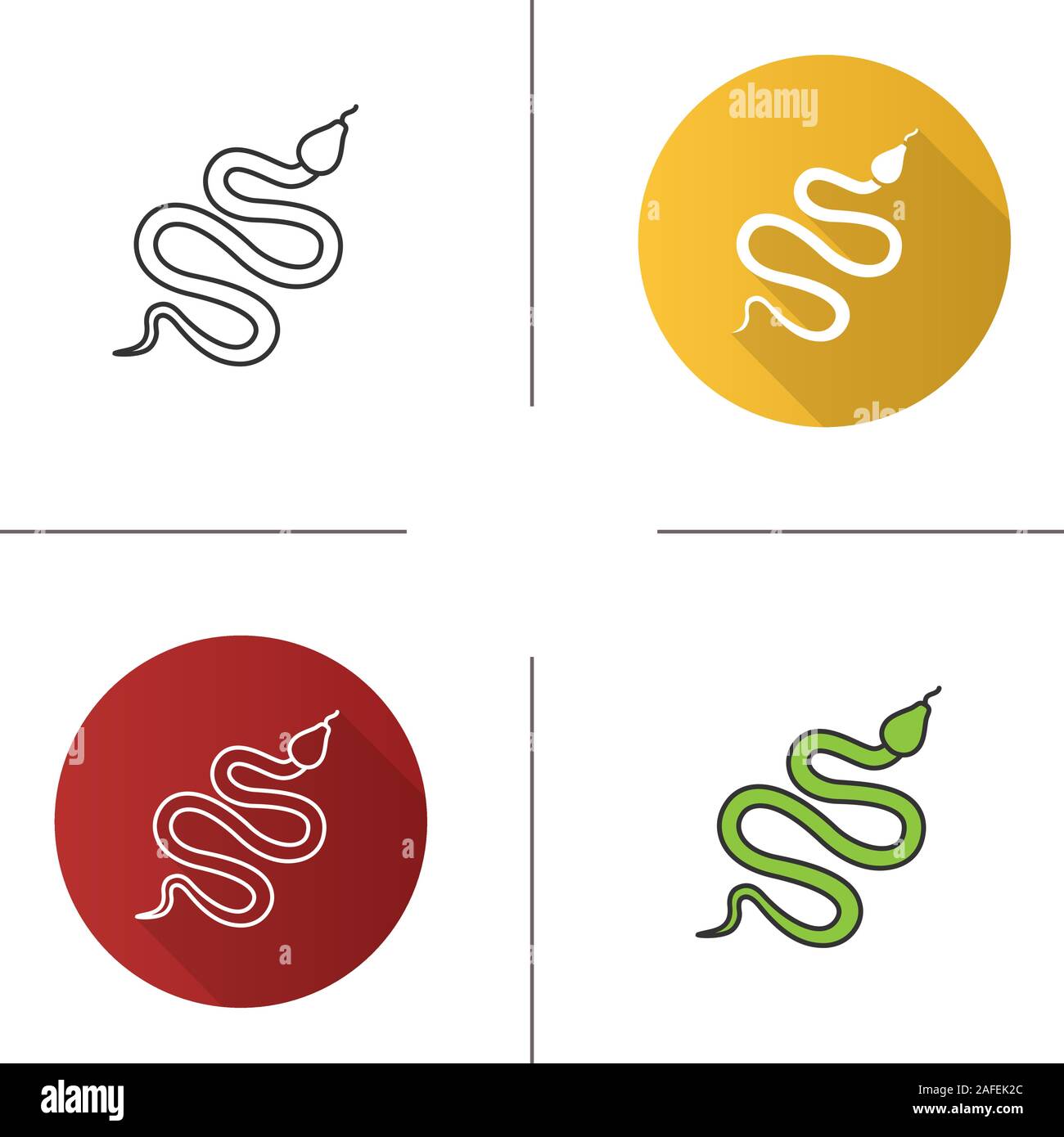 Snake icon. Flat design, linear and color styles. Serpent. Isolated ...