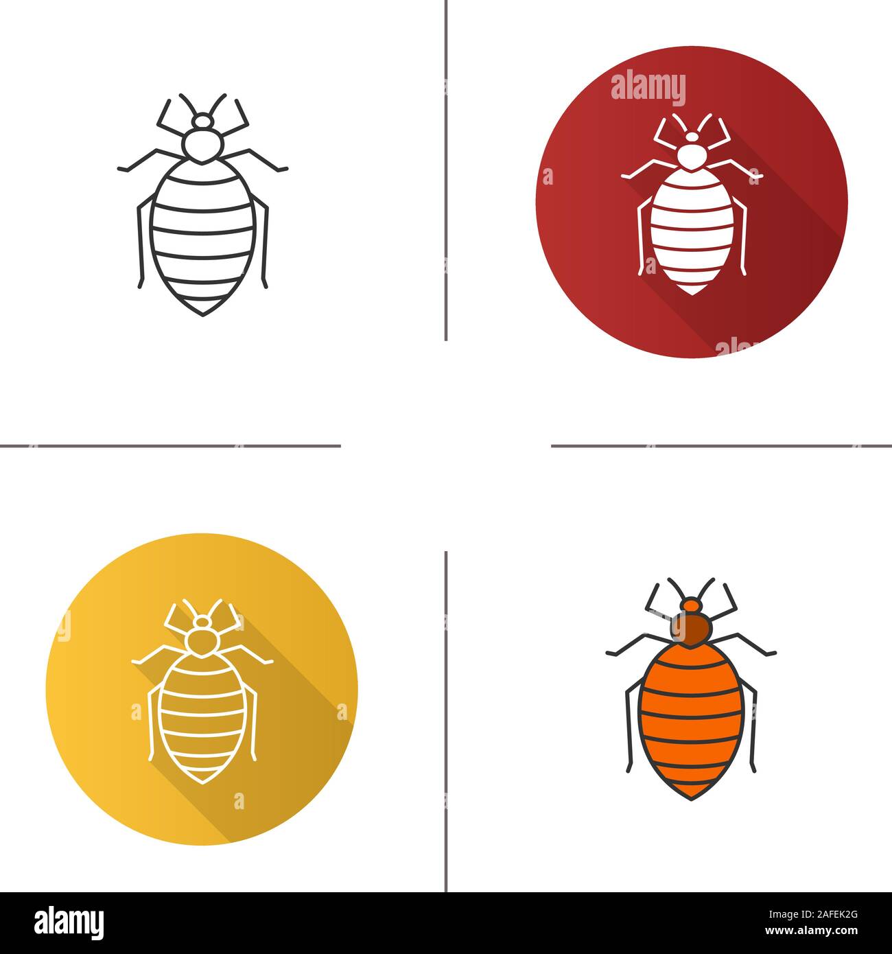 Bed bug icon. Flat design, linear and color styles. Human parasite ...