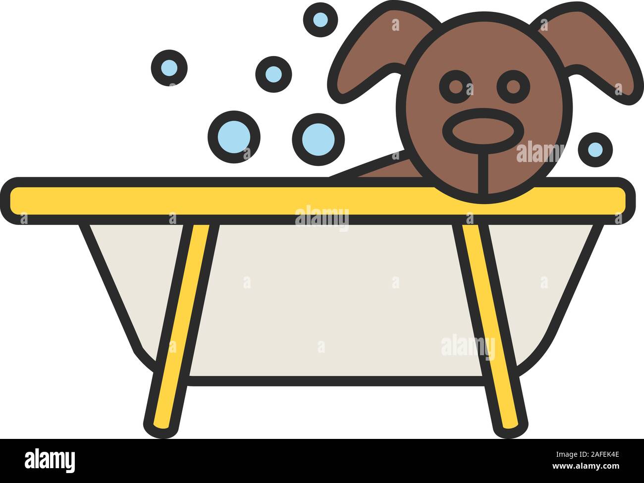 Bathing dog color icon. Grooming service. Pets hygiene. Isolated vector ...