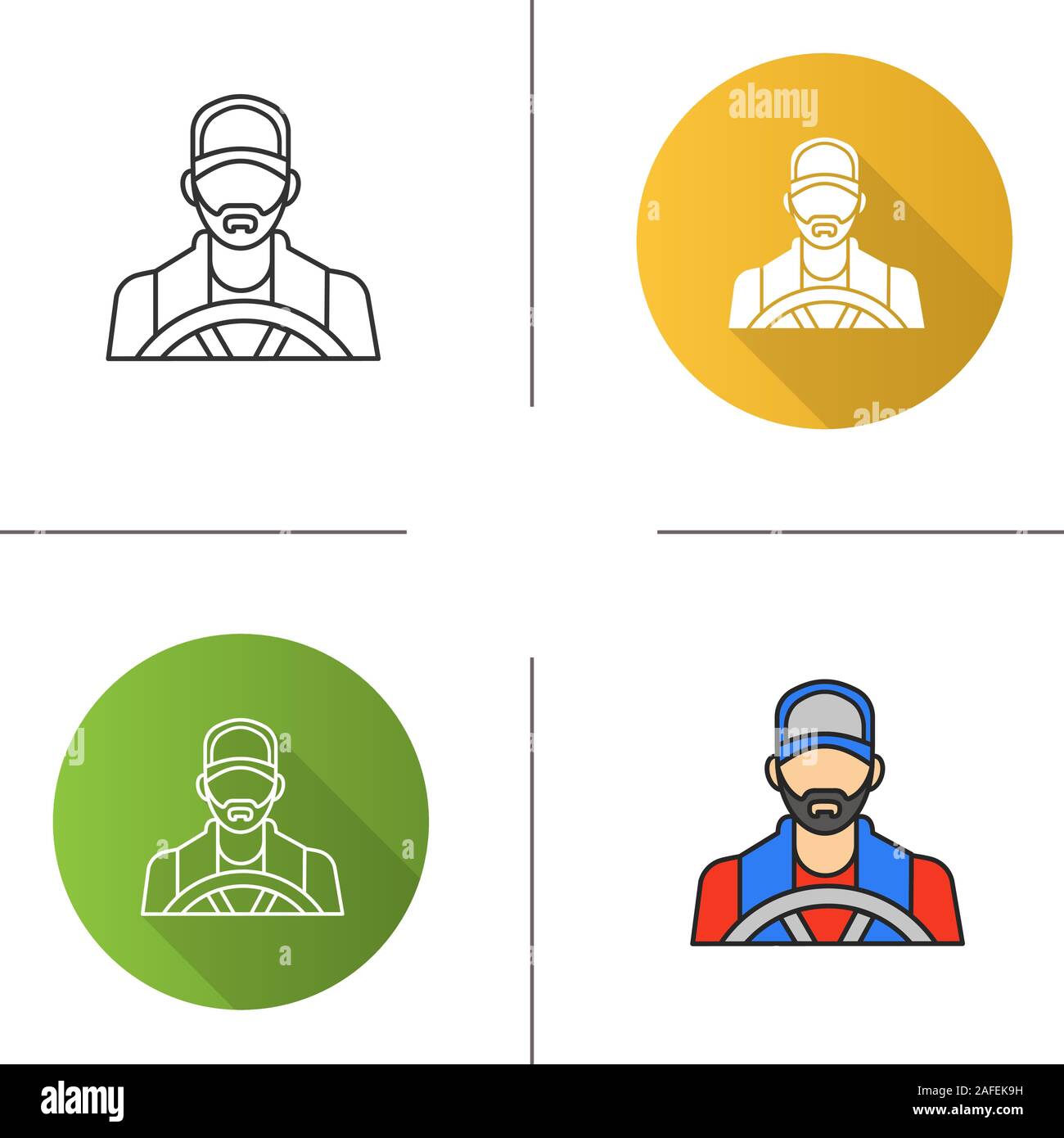 Driver icon. Flat design, linear and color styles. Transportation ...