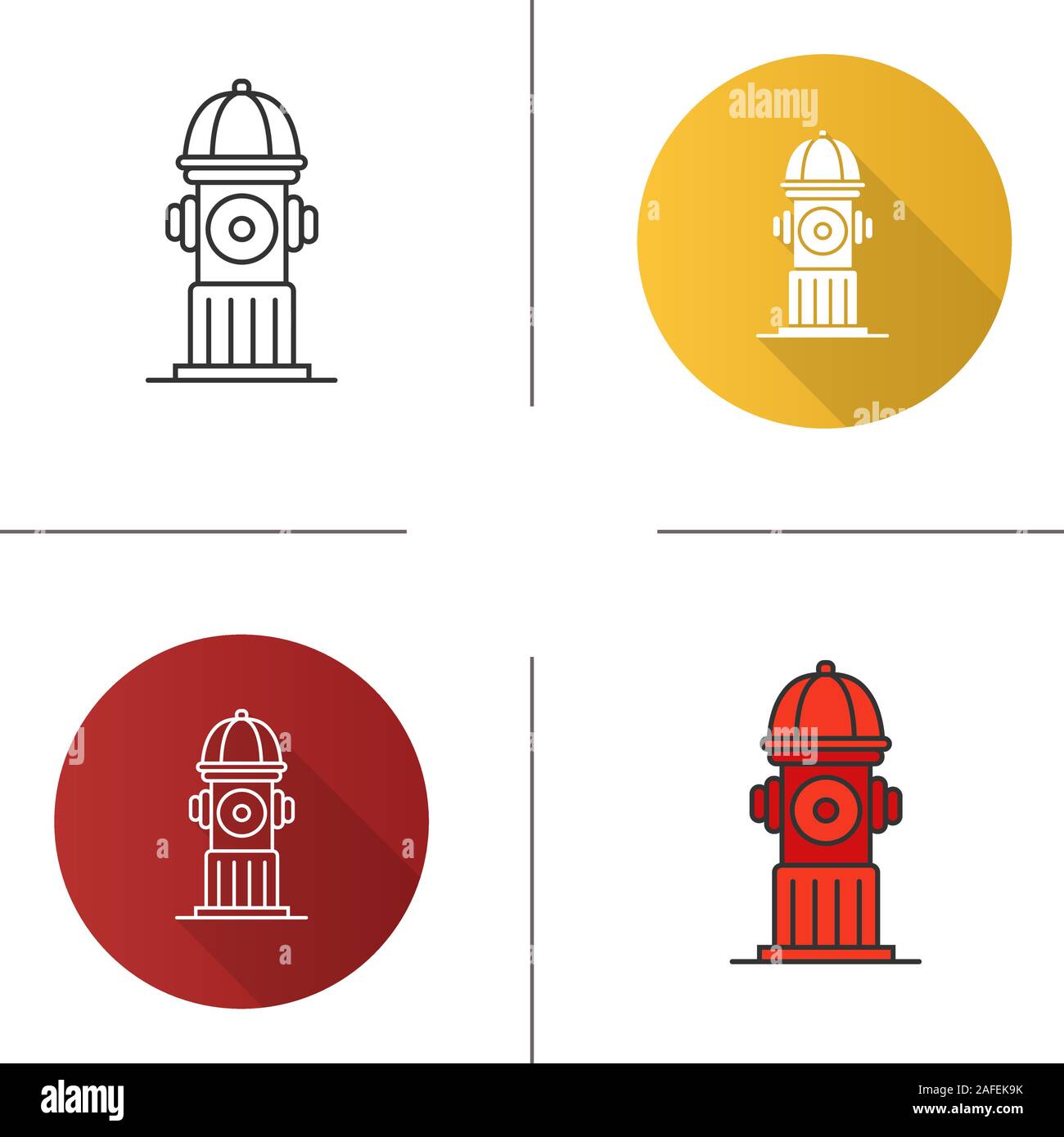 Hydrant icon. Flat design, linear and color styles. Fireplug. Isolated ...