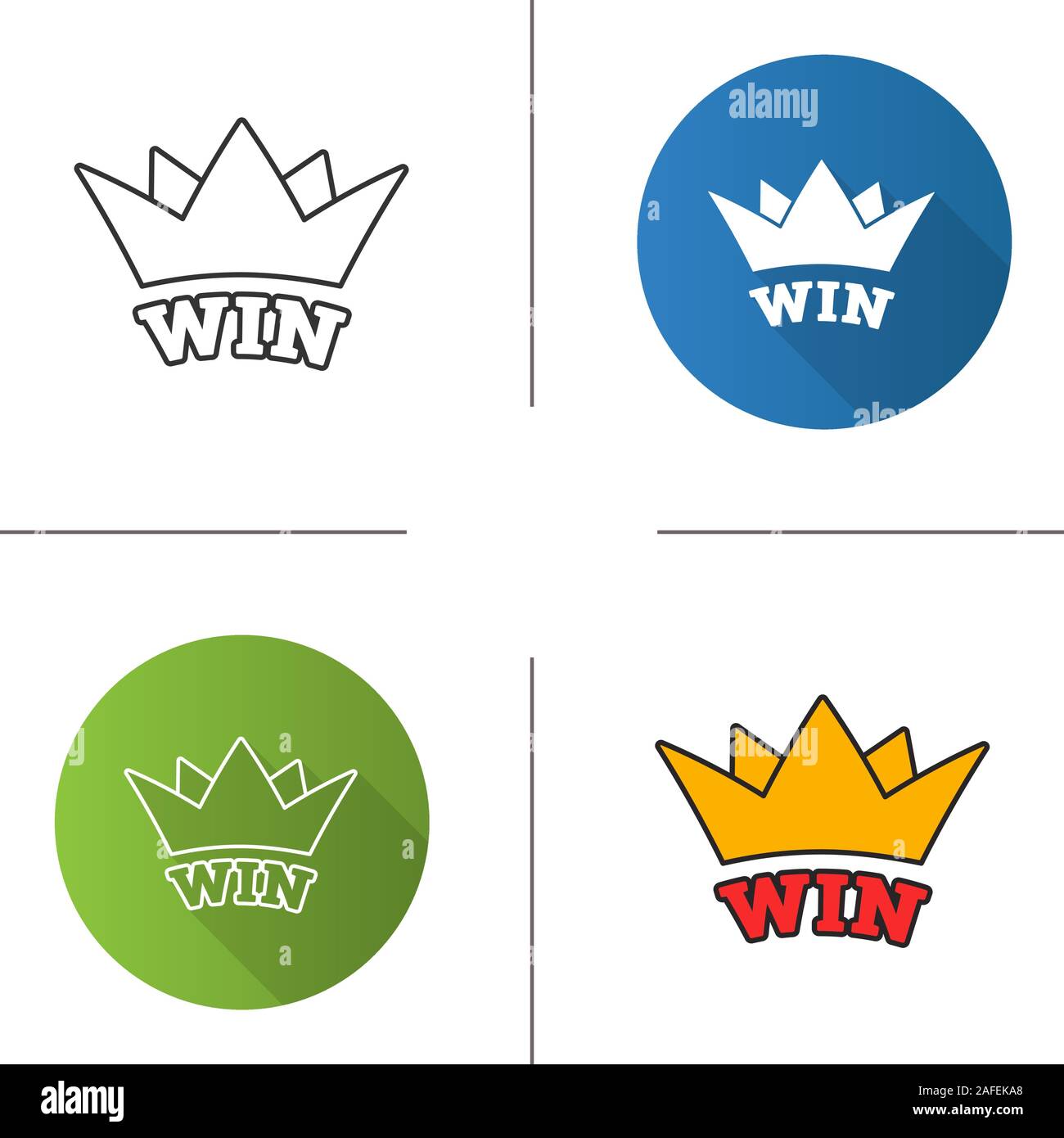 Win icon. Flat design, linear and color styles. Crown. Jackpot ...