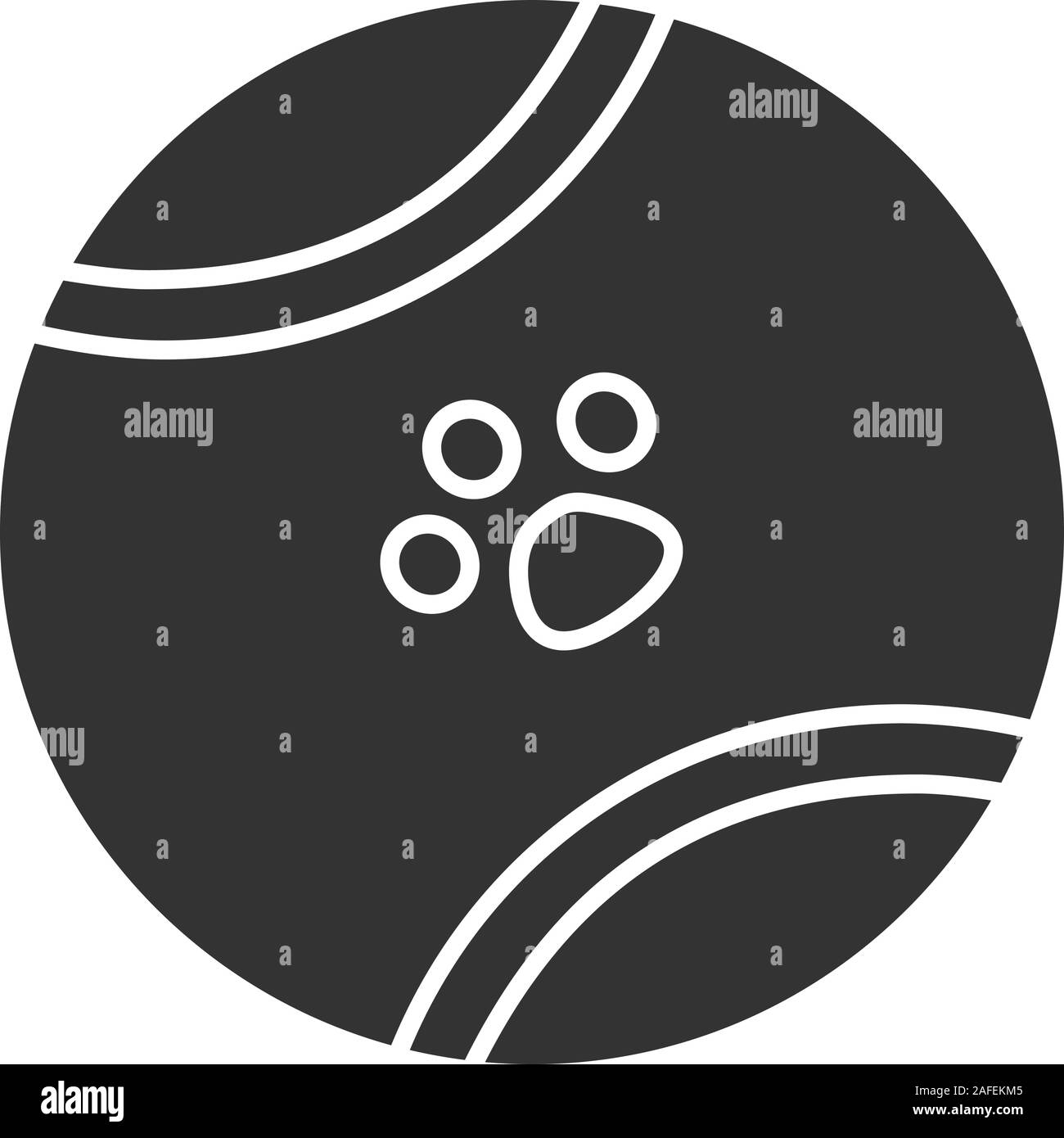 Dog's ball with paw glyph icon. Pet toy. Silhouette symbol. Negative ...
