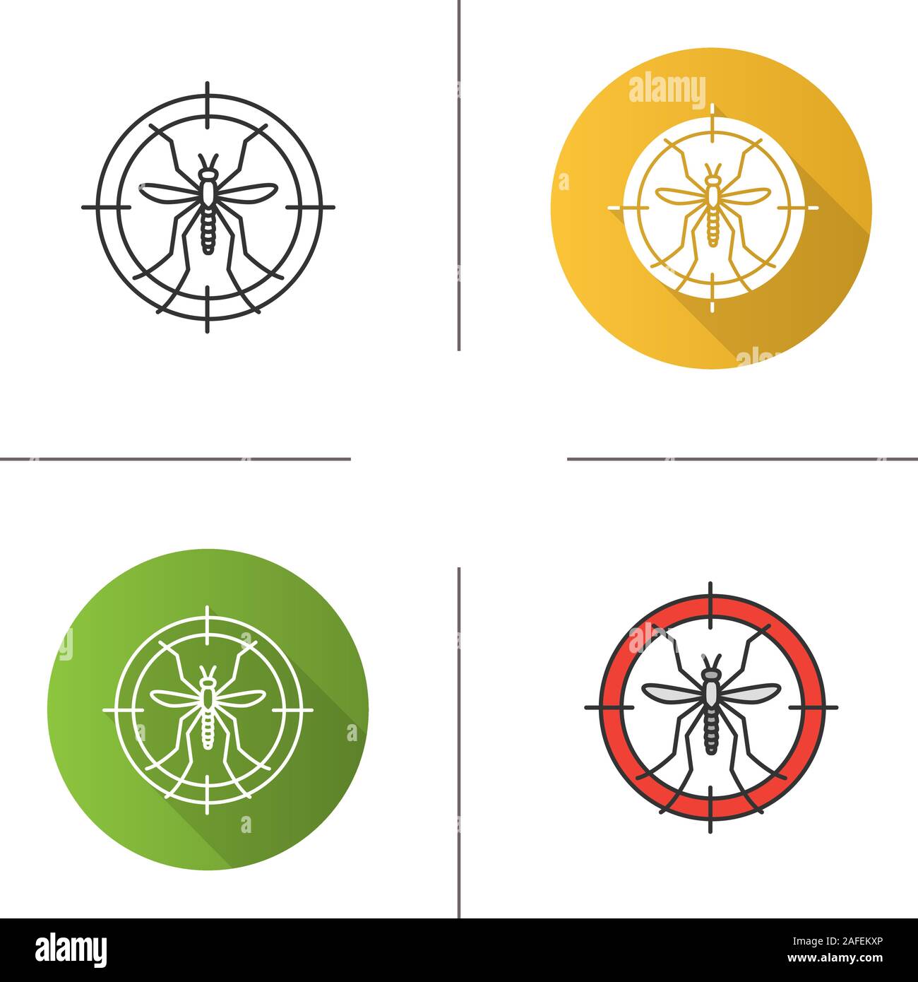 Mosquitoes target icon. Flat design, linear and color styles. Anti ...