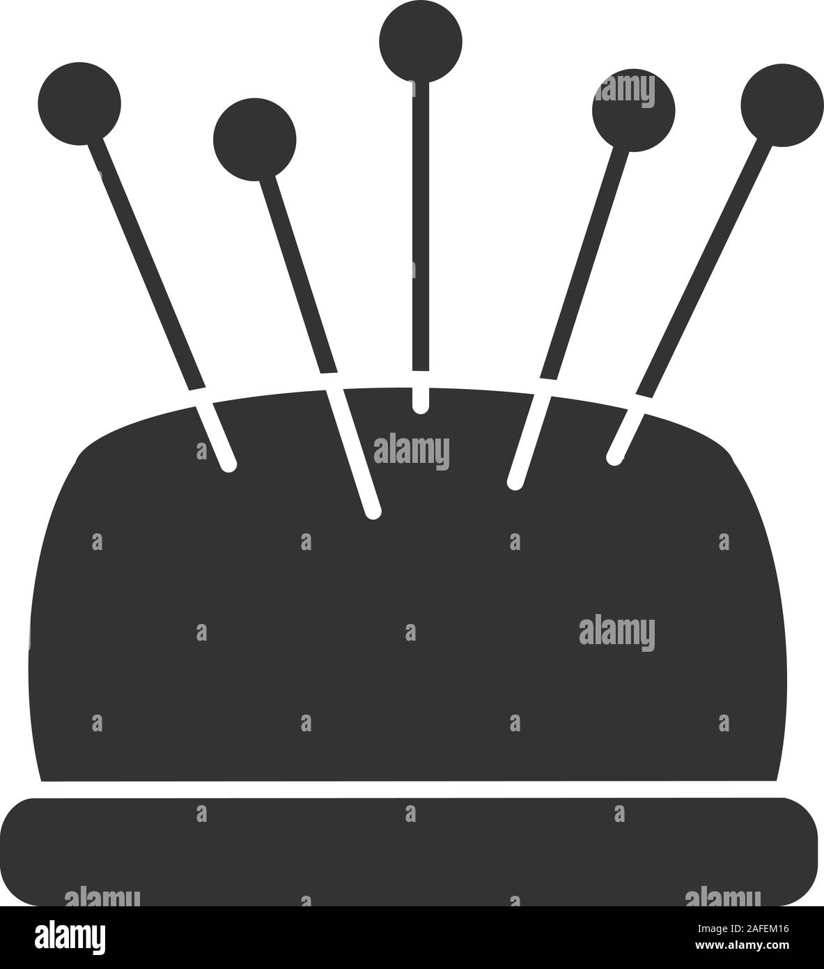 Pincushion with pins glyph icon. Silhouette symbol. Negative space ...