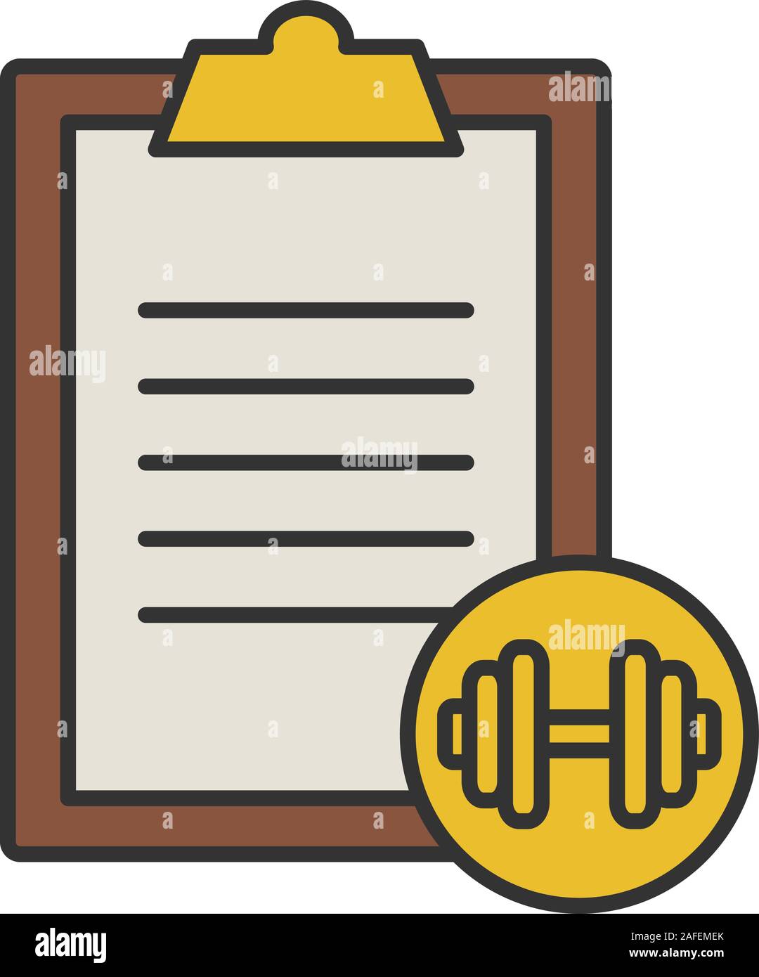 Barbell exercise guide color icon. Personal training notes. Isolated ...