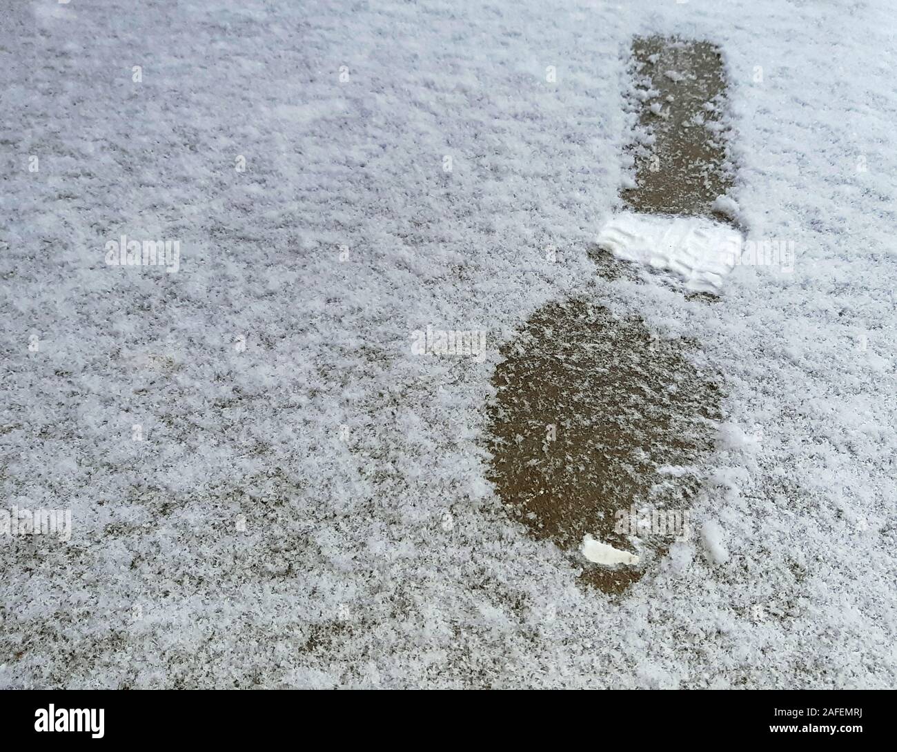 Human footprints in the snow, winter background Stock Photo - Alamy