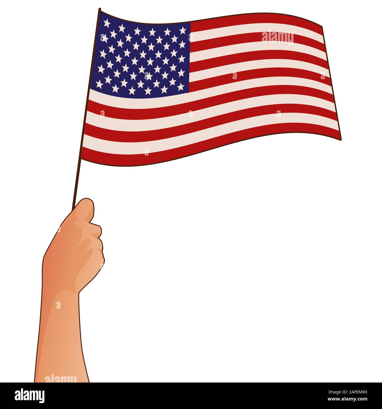 Hand holding the USA flag isolated on white background Stock Vector ...