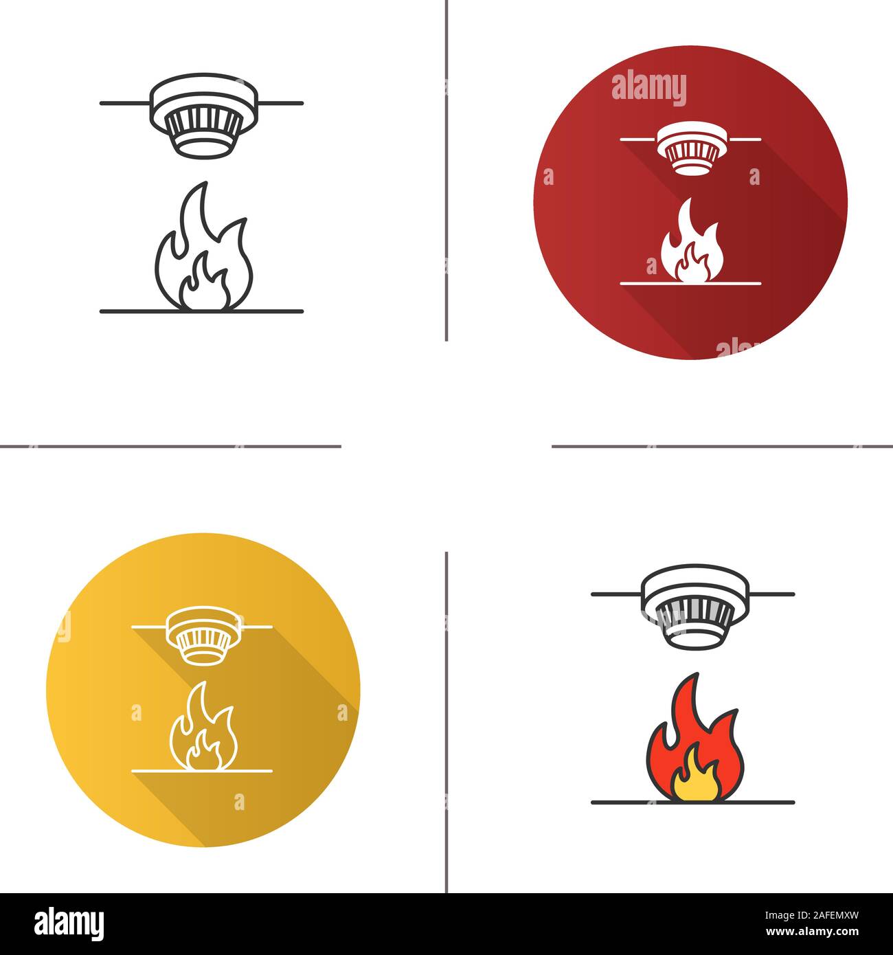 Smoke detector icon. Fire alarm system. Flat design, linear and color ...