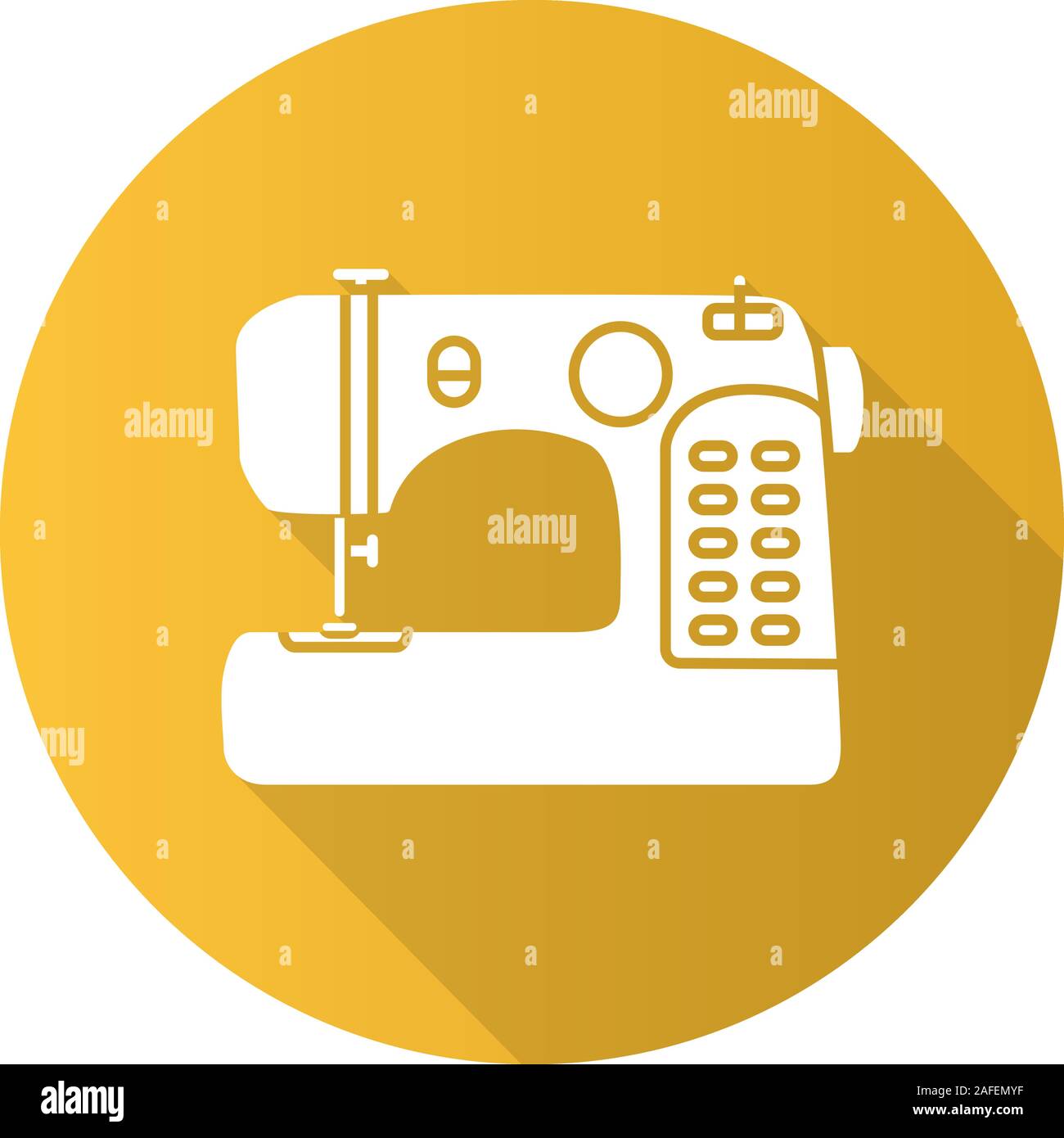 Sewing machine flat design long shadow glyph icon. Vector silhouette ...