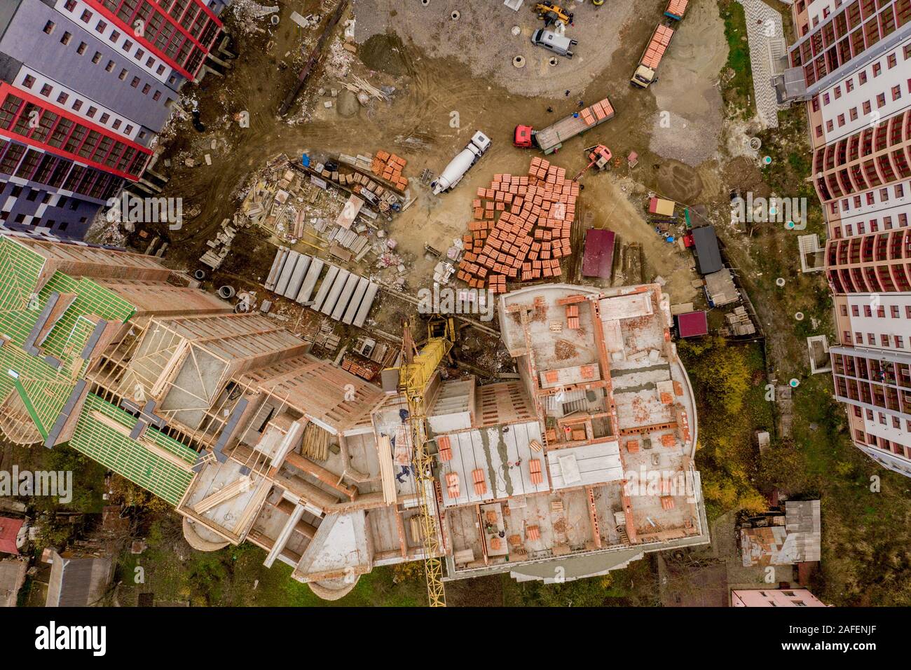New multi-storey apartment buildings in the city, top view Stock Photo ...