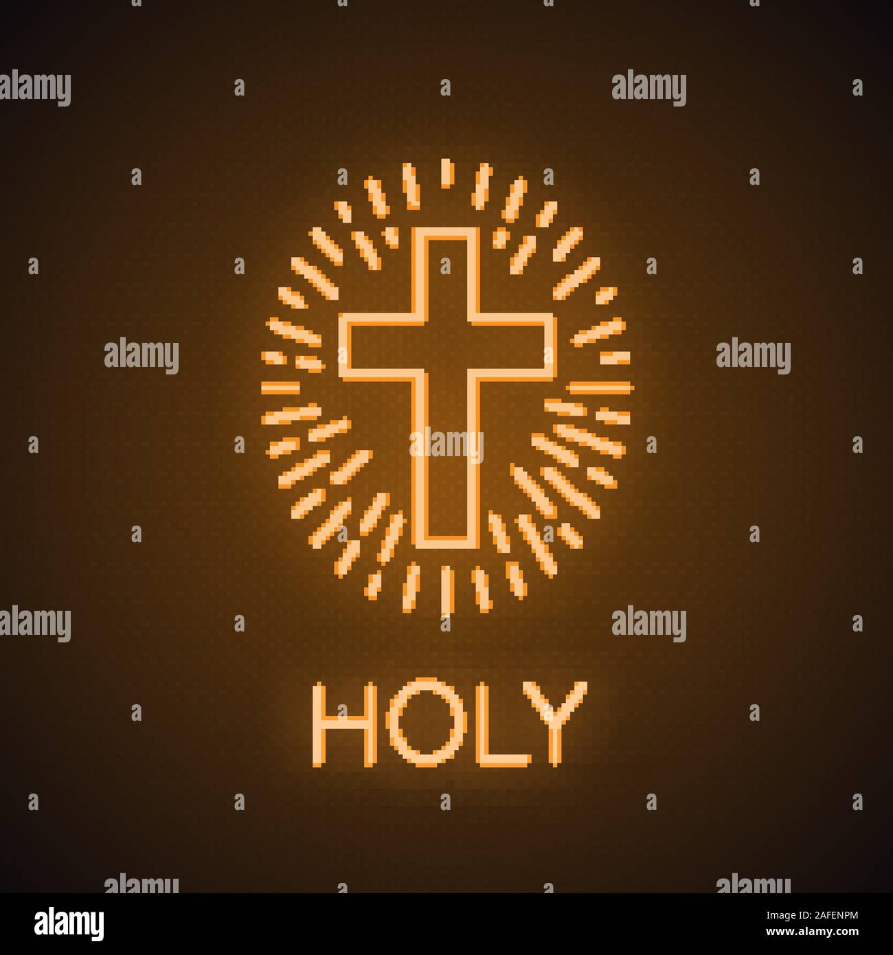 Church cross neon light icon. Glowing sign. Vector isolated ...