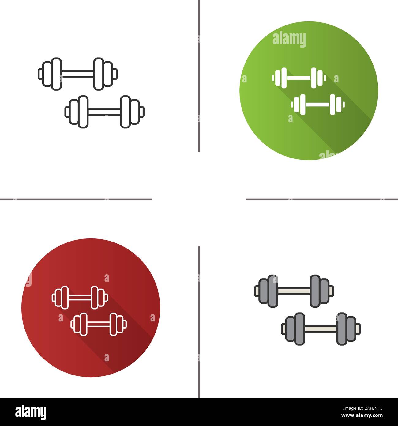 Dumbbells icon. Flat design, linear and color styles. Barbells. Fitness ...