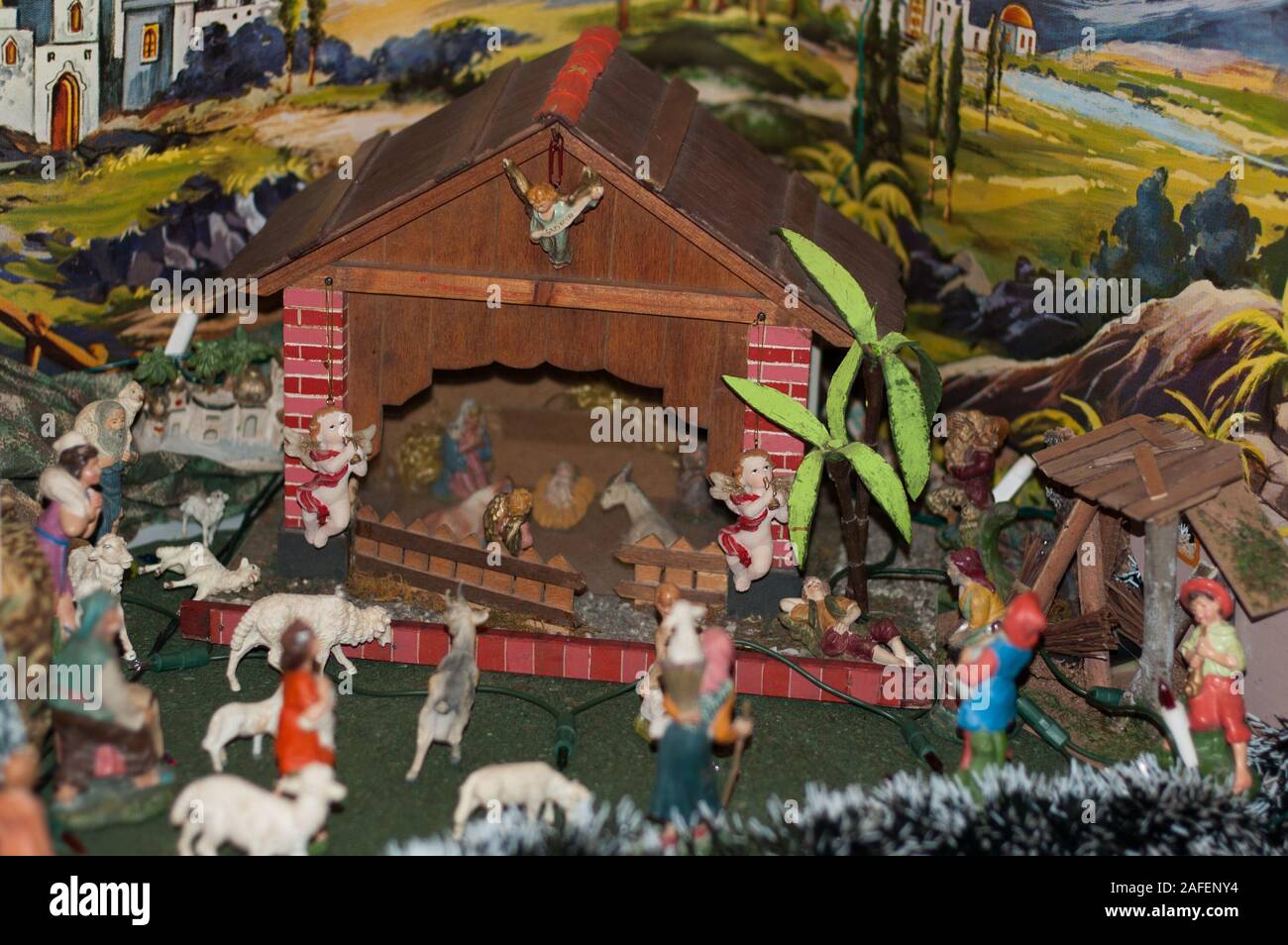 traditional homemade Christmas nativity scene Stock Photo - Alamy