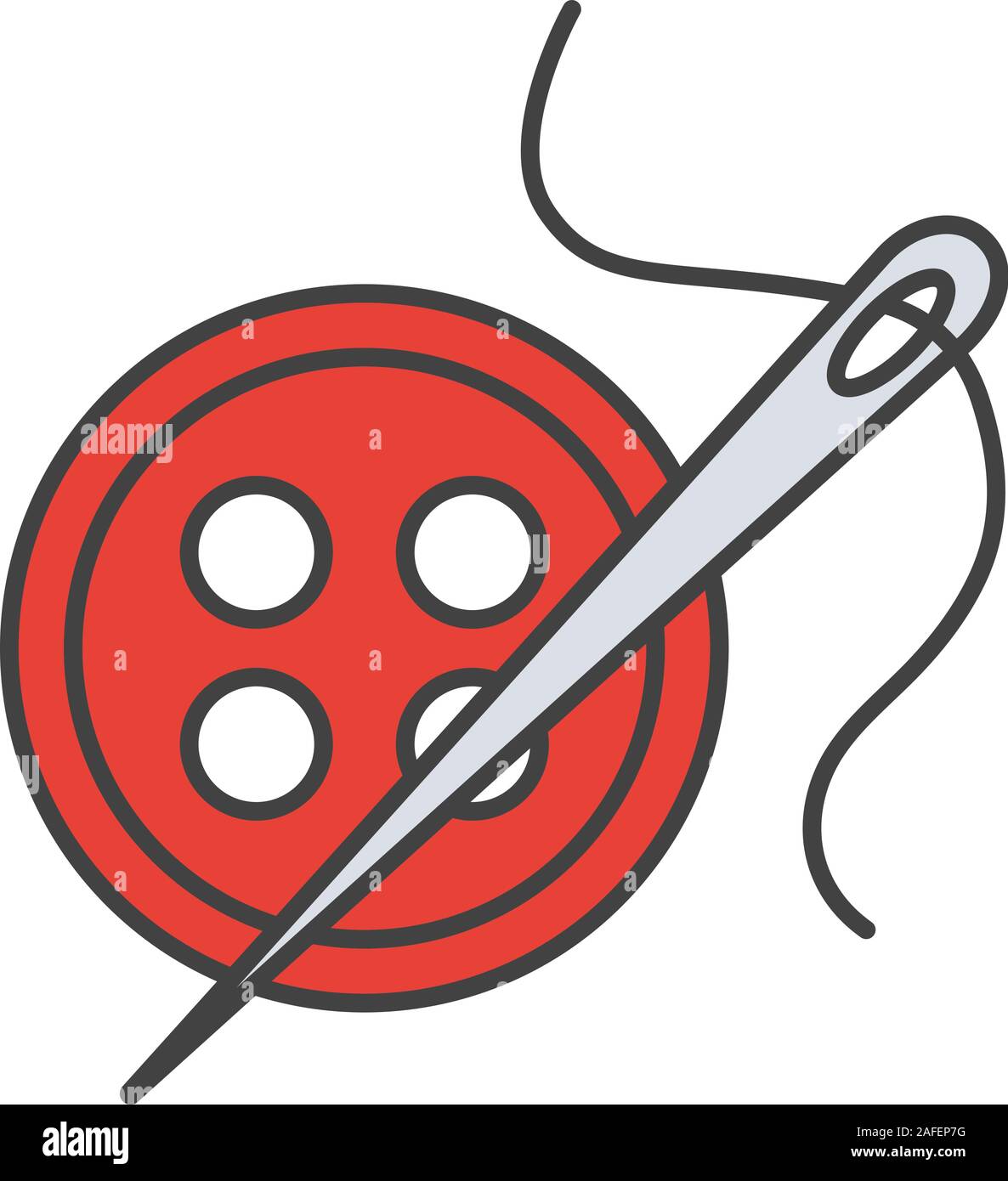 Sewing buttons and needle with thread color icon. Tailoring. Isolated ...