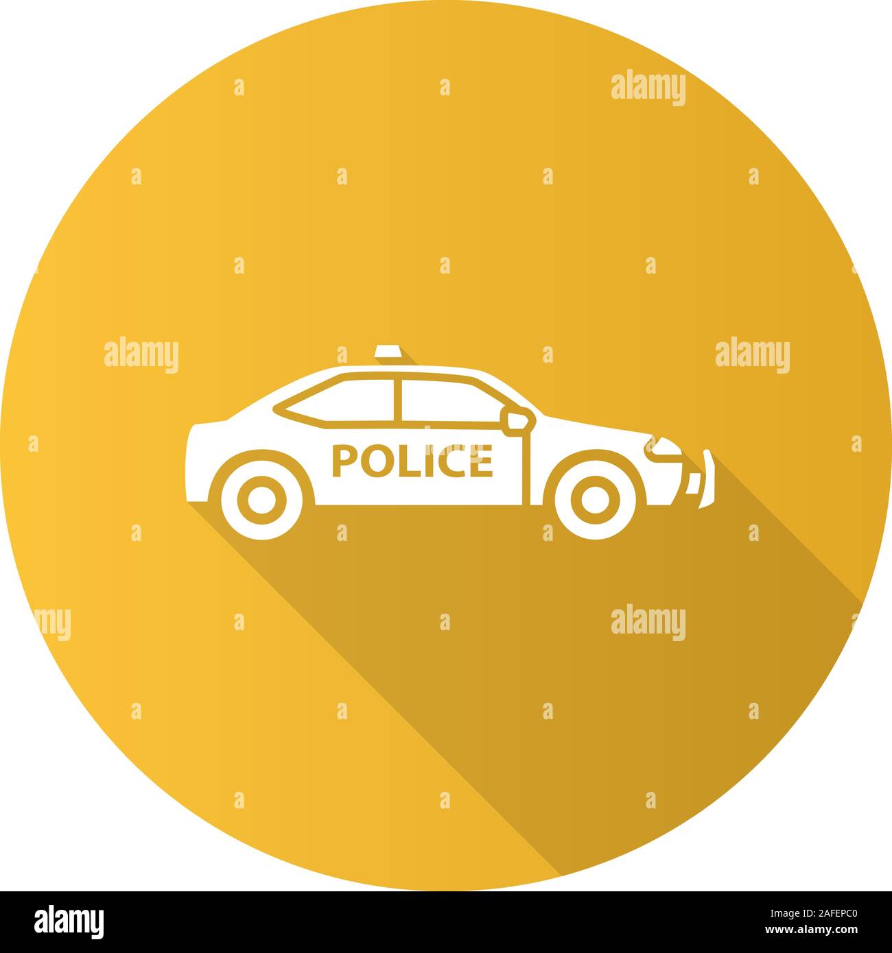 Police car flat design long shadow glyph icon. Vector silhouette ...