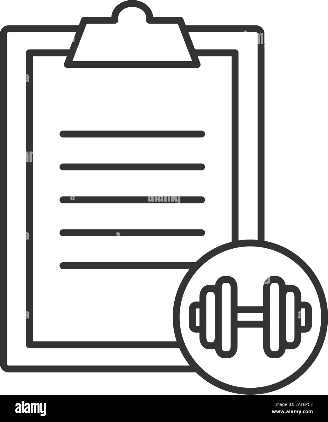 Barbell exercise guide linear icon. Thin line illustration. Personal ...