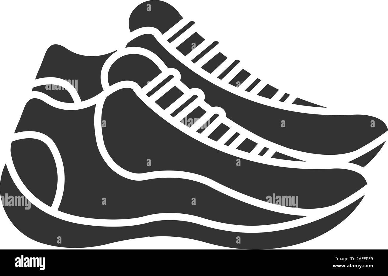 Sneakers glyph icon. Silhouette symbol. Trainers. Sports footwear ...