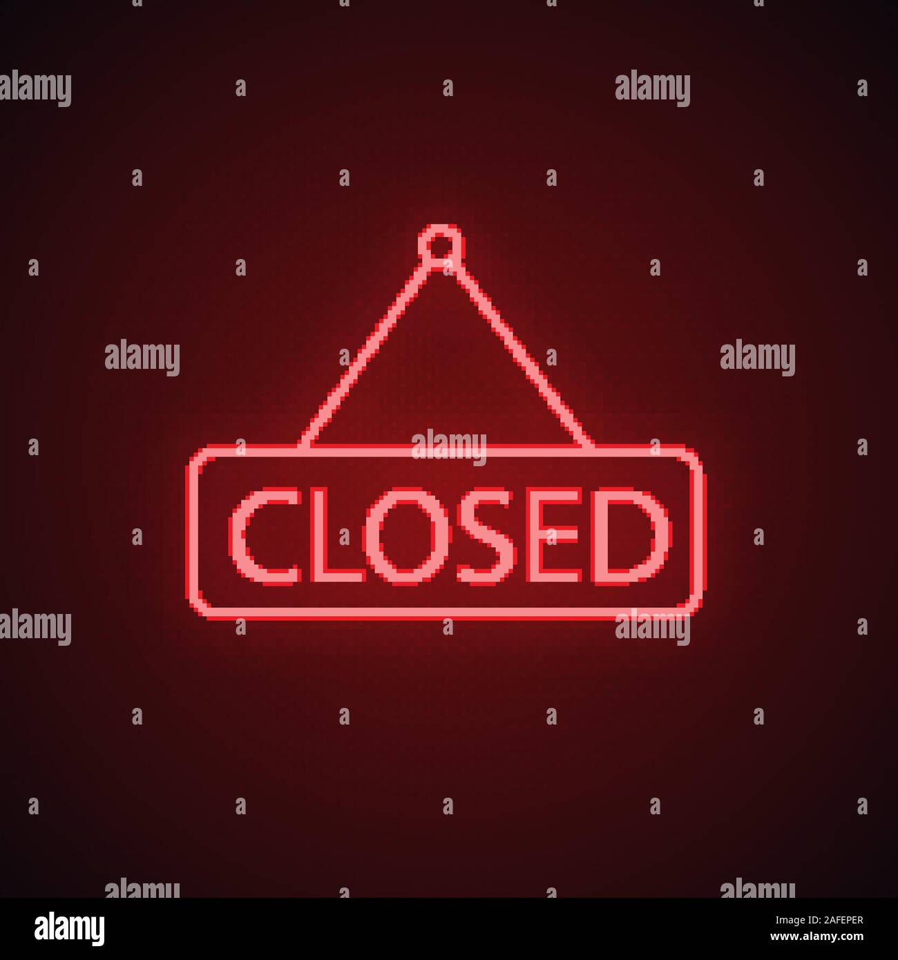 Closed hanging door neon light icon. Glowing sign. Closed shop ...