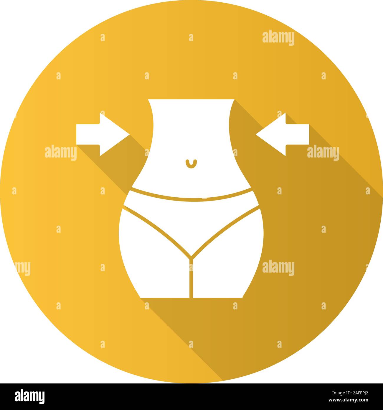 Weight loss flat design long shadow glyph icon. Thin waist. Slimming ...