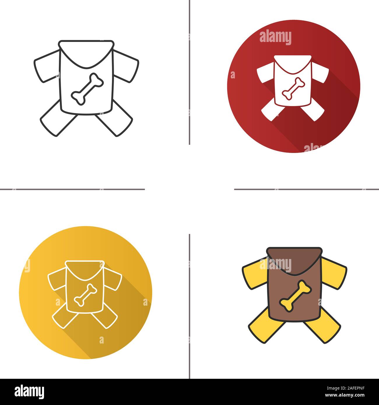 Pet's clothes icon. Flat design, linear and color styles. Dog apparel ...