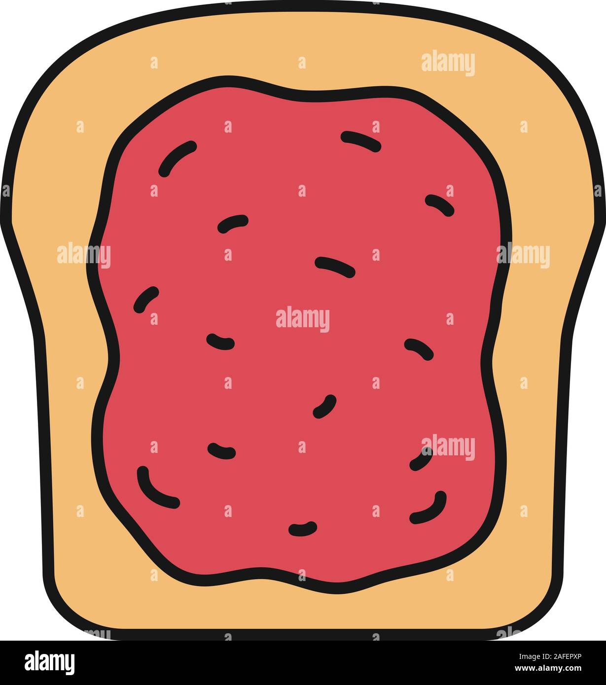 Toast with jam color icon. Breakfast. Isolated vector illustration ...