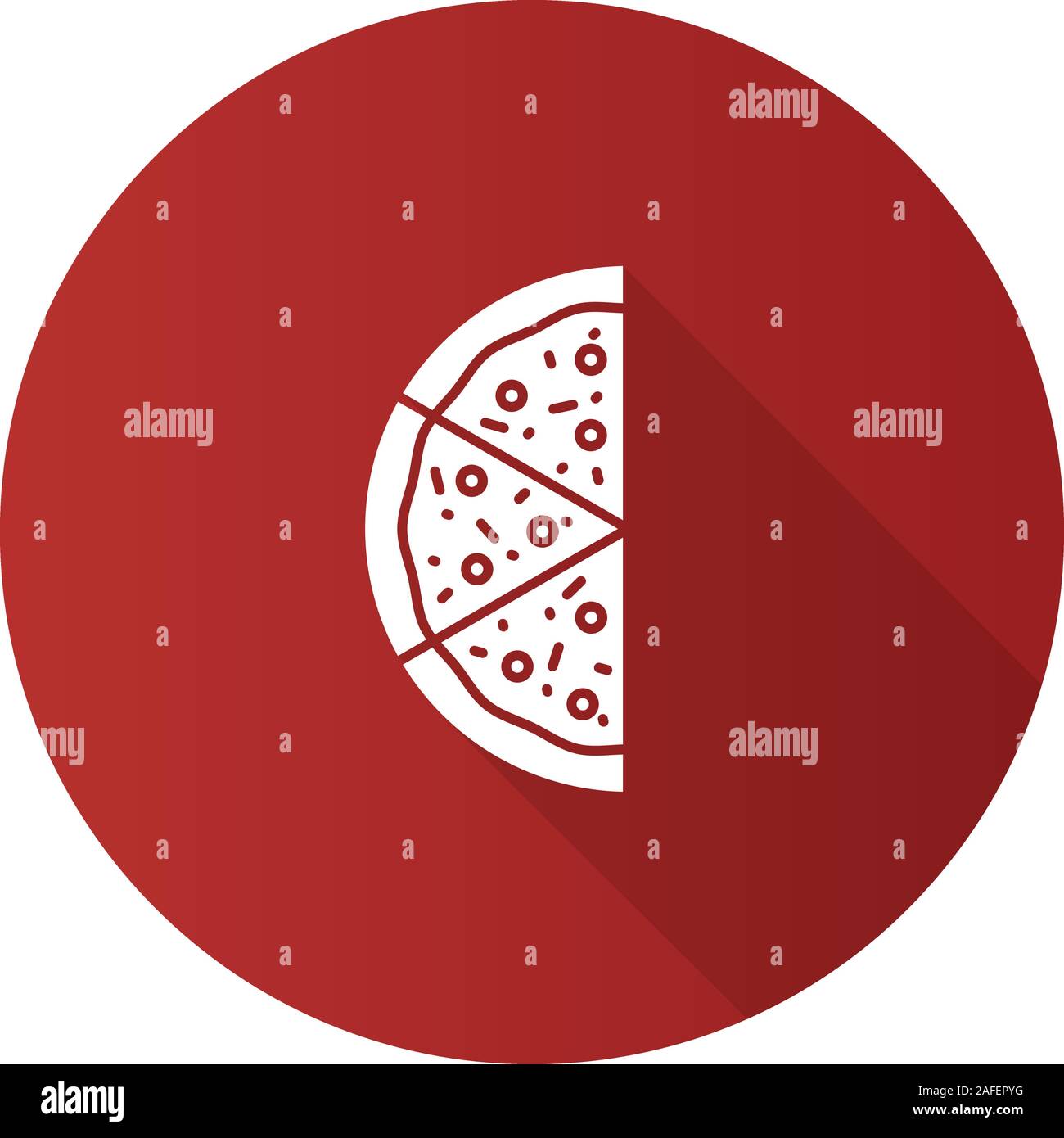 Half of pizza flat design long shadow glyph icon. Vector silhouette ...