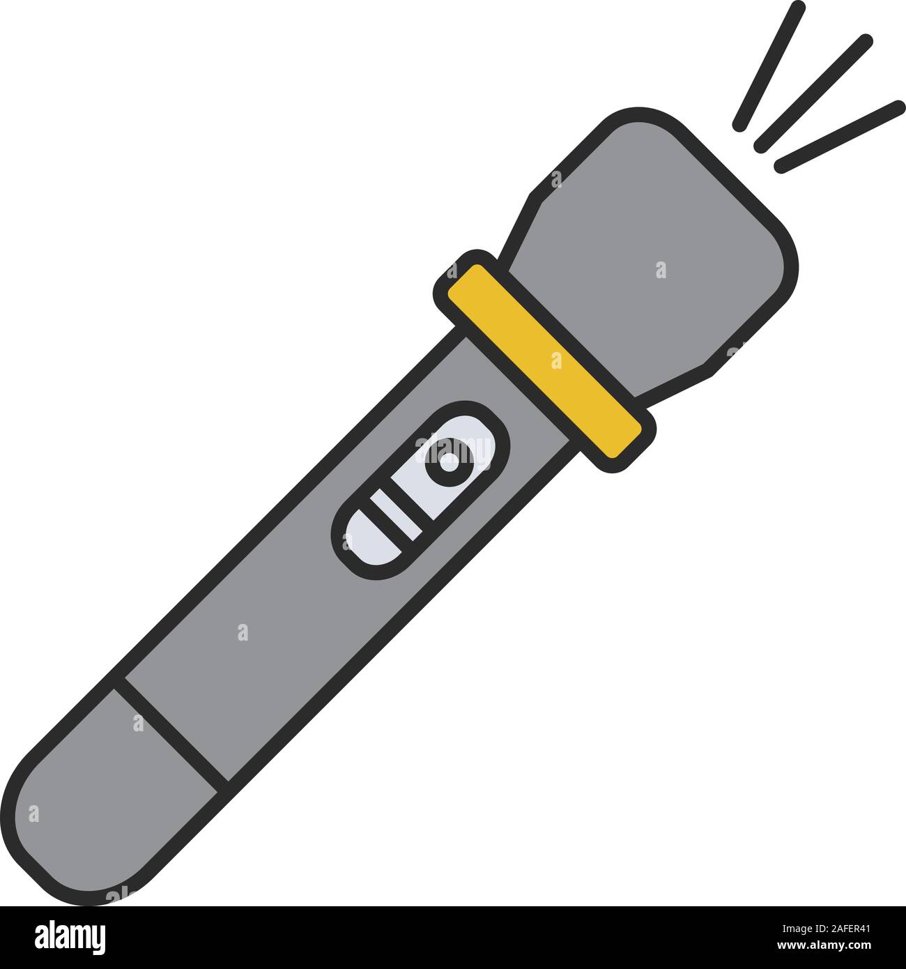 Flashlight color icon. Pocket light. Torch. Isolated vector ...