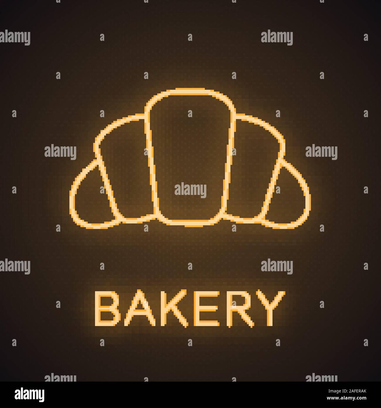 Croissant neon light icon. Crescent roll. Bakery shop glowing sign ...