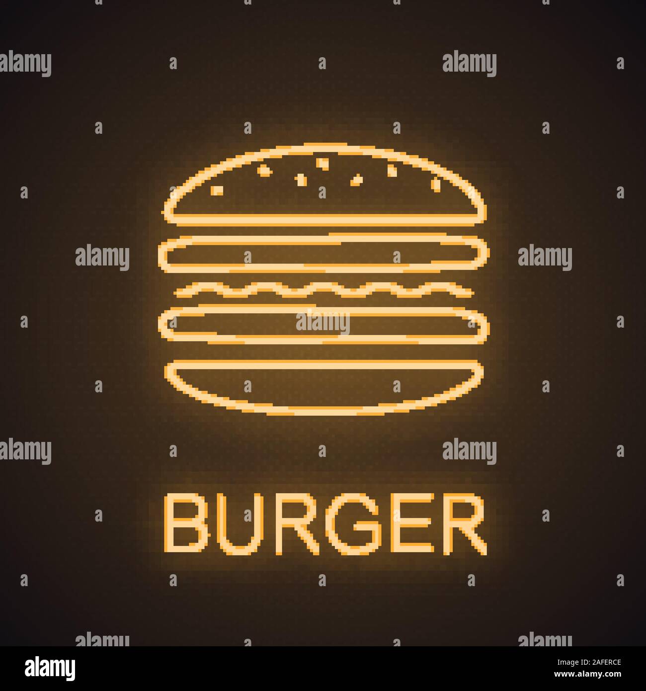 Burger cutaway neon light icon. Sandwich. Hamburger assembly. Cafe ...