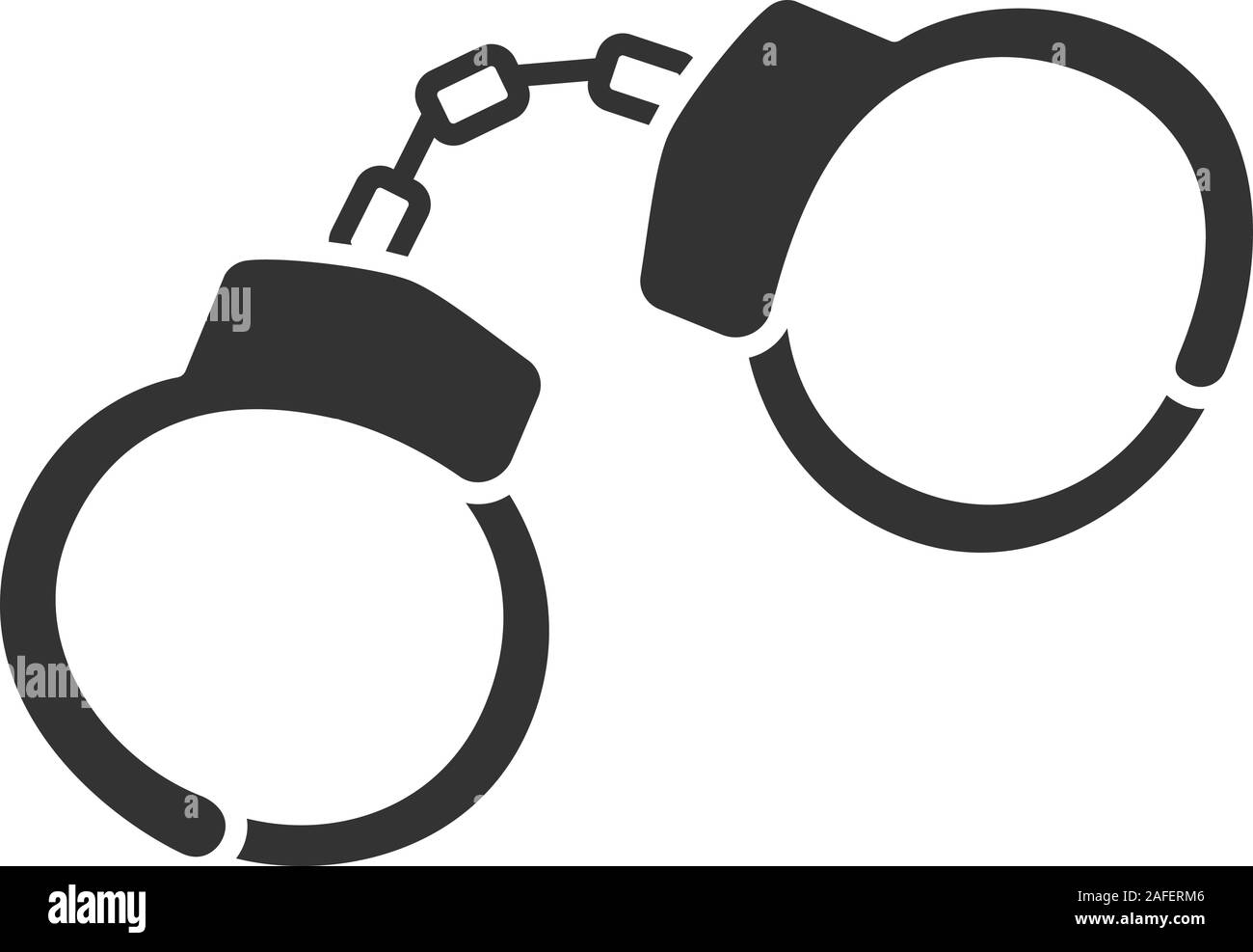 Handcuffs glyph icon. Manacle. Silhouette symbol. Negative space ...